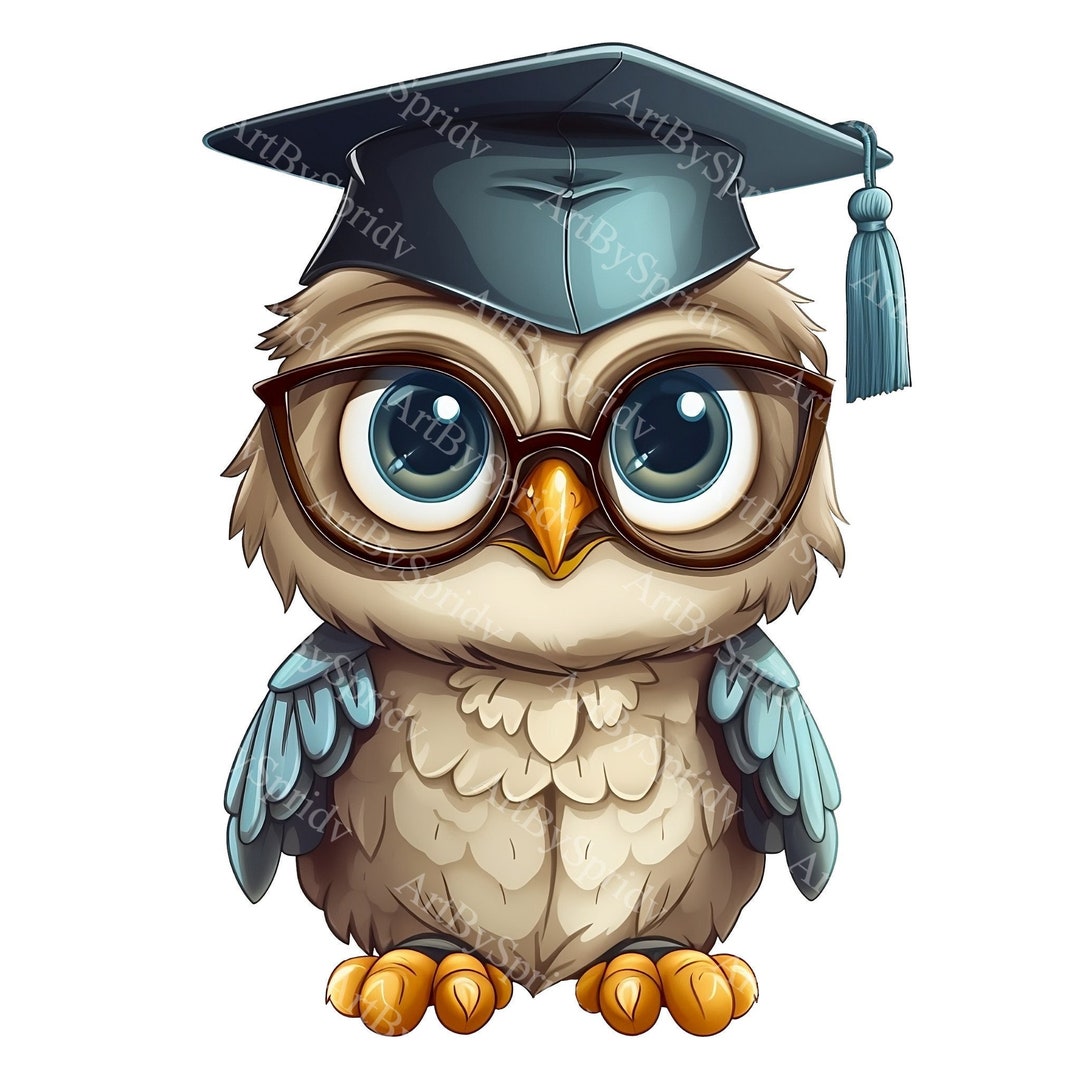 Owl With Glasses & Graduation Cap PNG Clipart,transparent Bird Animal ...