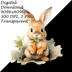 Watercolor Bunny Clipart Set | 4 High-quality Transparent PNG Rabbit ...