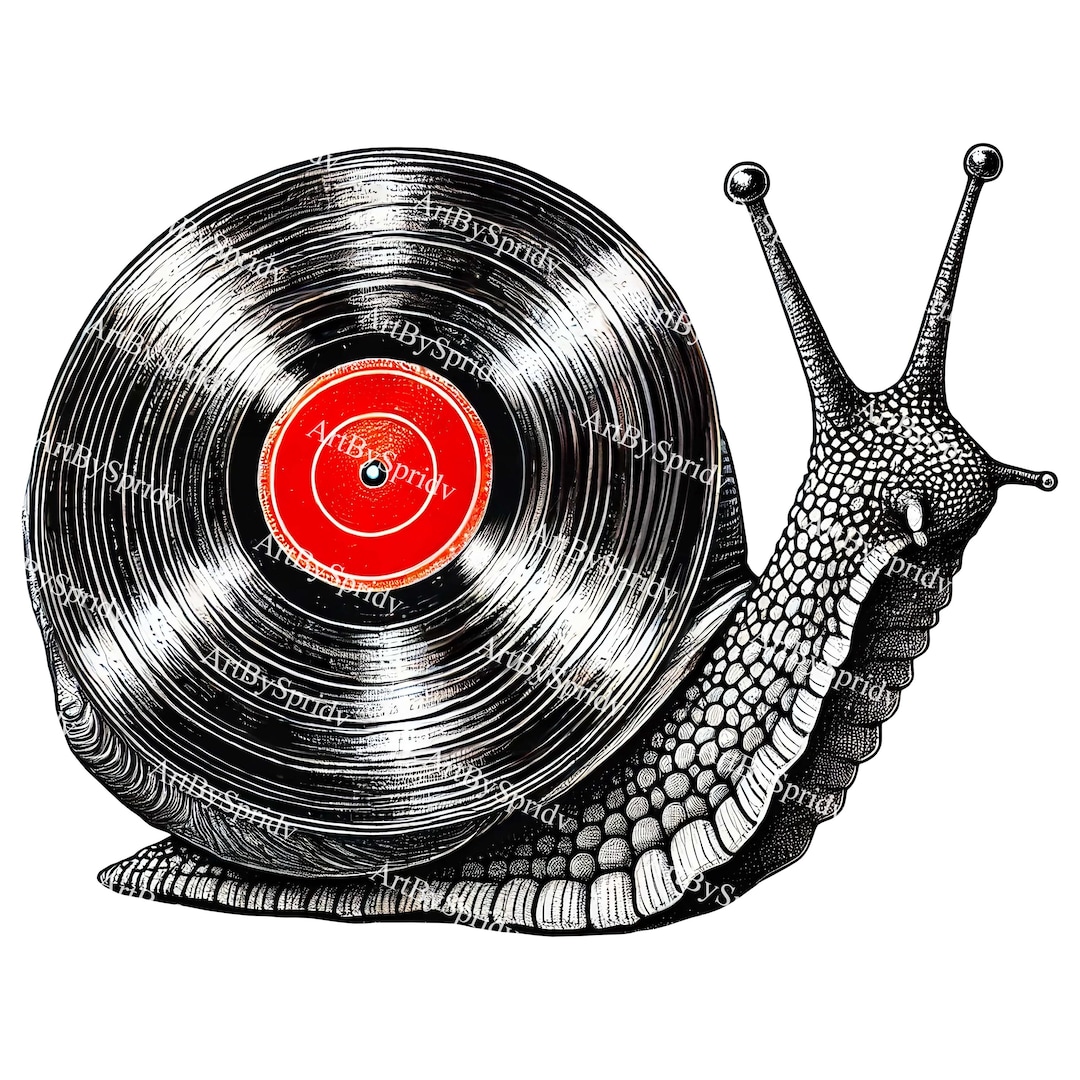 Retro Snail With Vinyl Record Shell PNG, Funny Music Snail Clipart ...