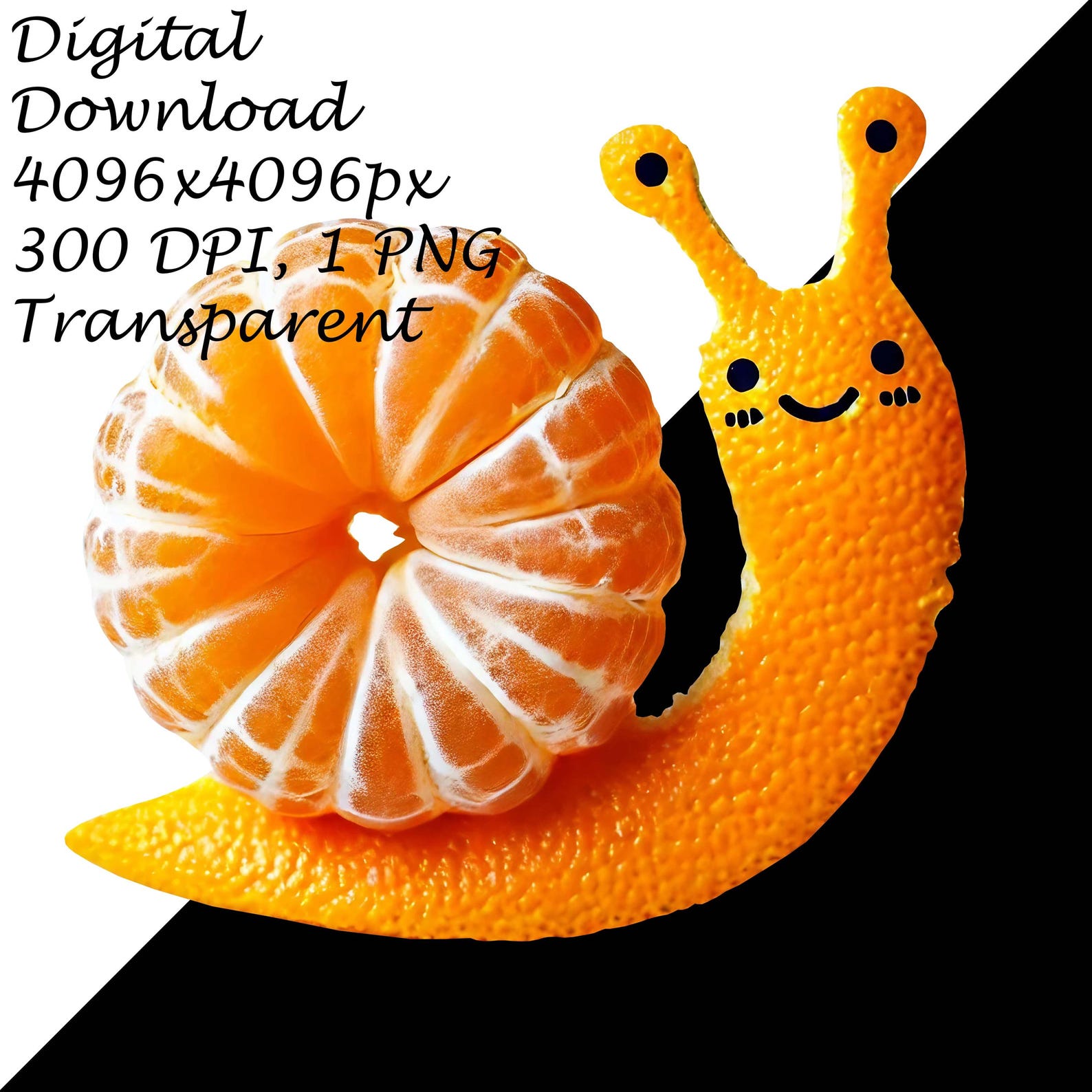 Mandarin Snail PNG Clipart, Cute Kawaii Fruit Clip Art, Fun Citrus ...
