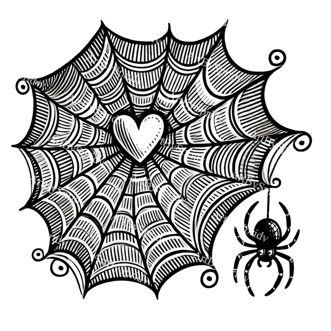 Spider Web Heart PNG Clipart, Halloween Digital Download Gothic Spider ...