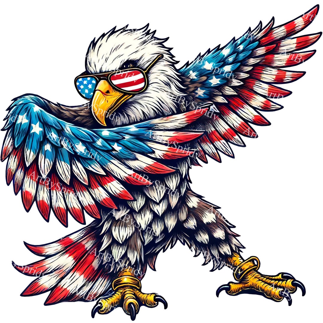 Patriotic Bald Eagle With American Flag Wings Download PNG Clipart-usa ...