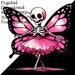 Whimsical Skeleton Butterfly Clipart, Pink Butterfly Fairy, Digital PNG ...