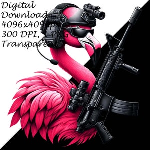 Commando Flamingo Clipart | Tactical Bird PNG | Military Gear ...