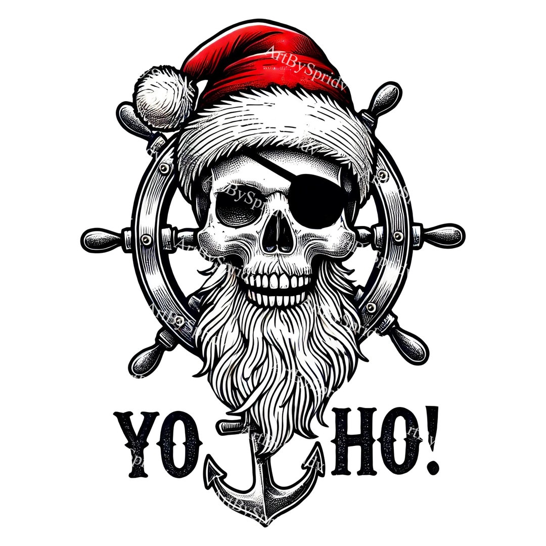 Christmas Pirate Skull Clipart PNG, Santa Skull With Steering Wheel ...