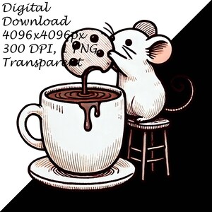 Mouse Dipping Cookie in Hot Chocolate PNG Clipart,cute Animal Christmas ...