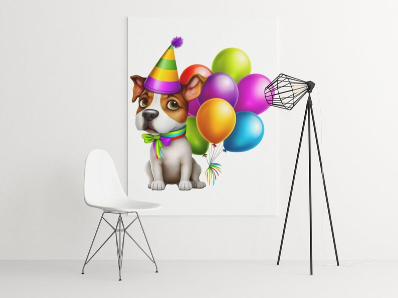 Cute Dog Birthday Party Hat&balloons PNG Cliparttransparent - Etsy
