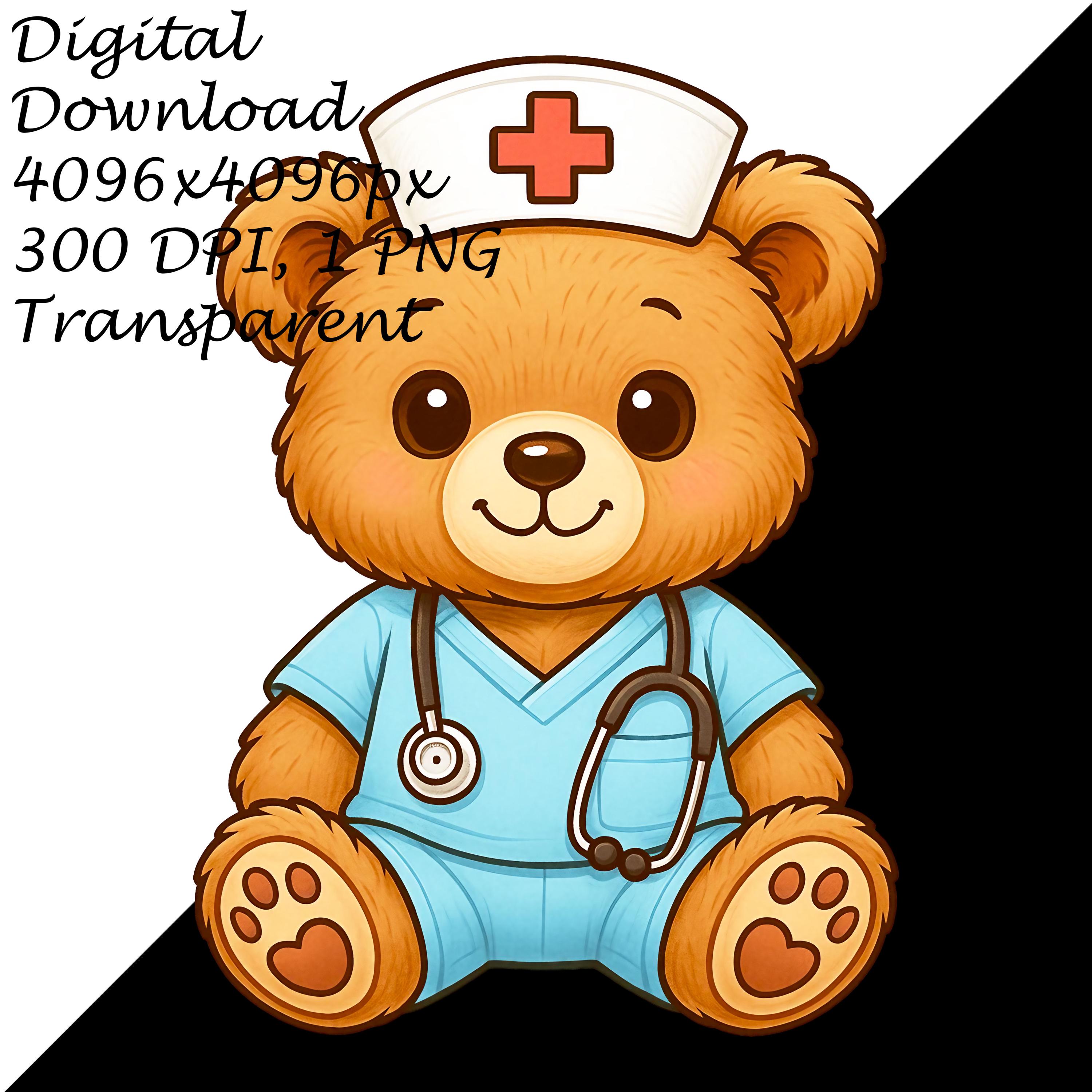 Teddy Bear Nurse PNG Clipart - Cute Kawaii Bear in Scrubs With ...