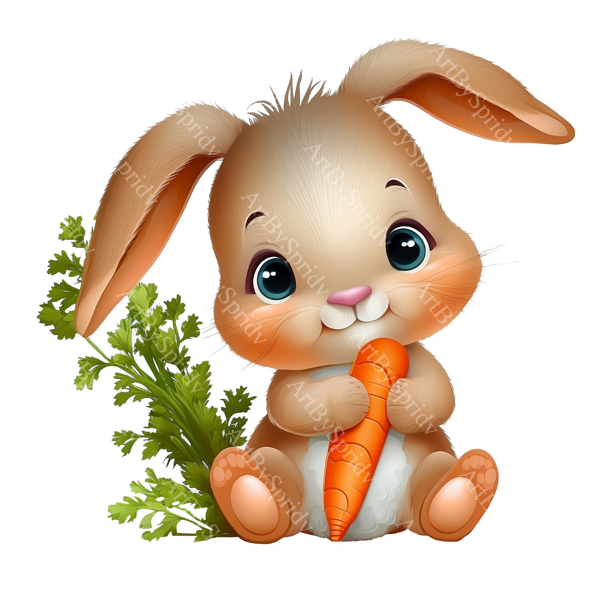 Baby Bunny With Carrot PNG Clipart,transparent Animal Lover Print Kids ...