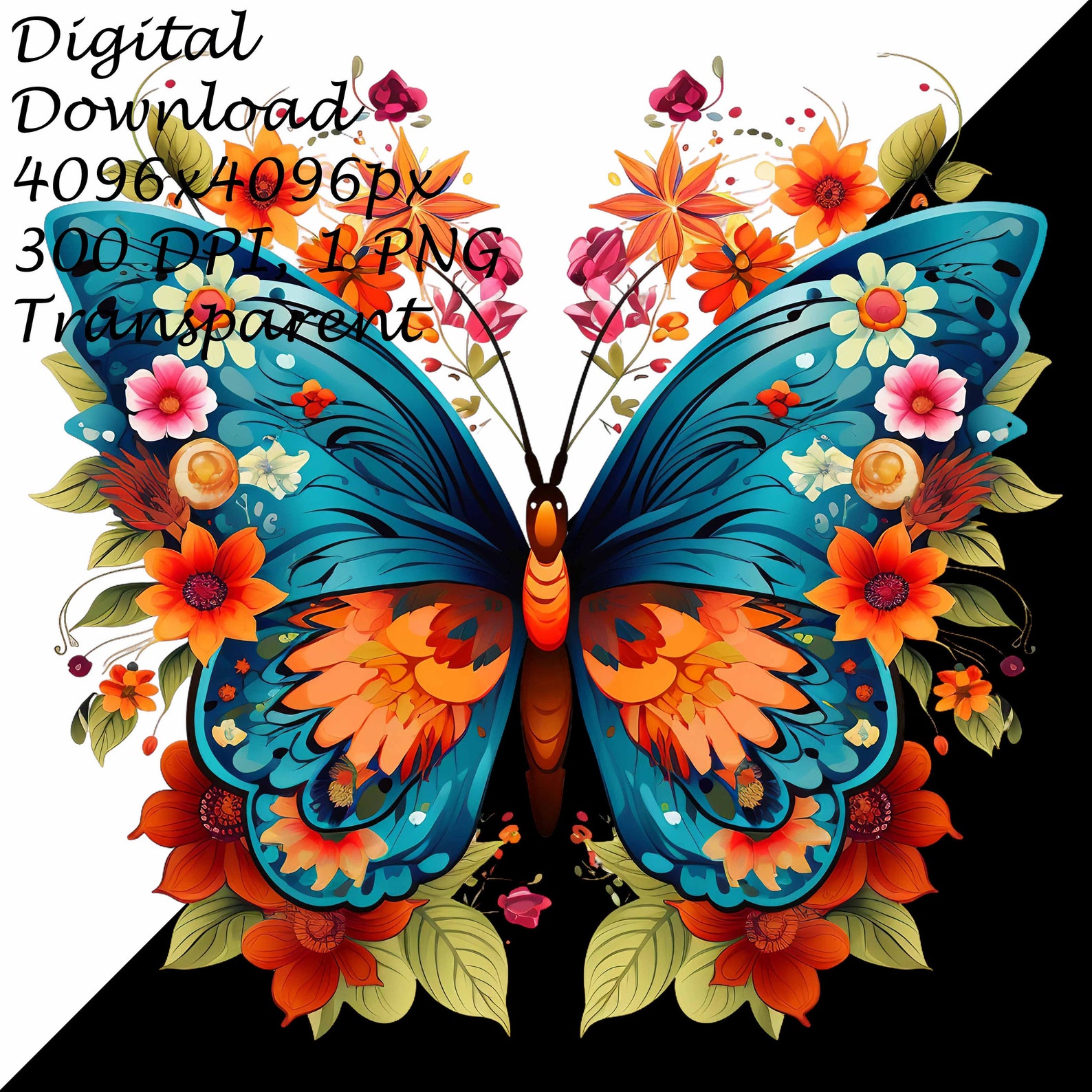 Exquisite Floral Butterfly Cliparts for DIY Crafting, Printable ...