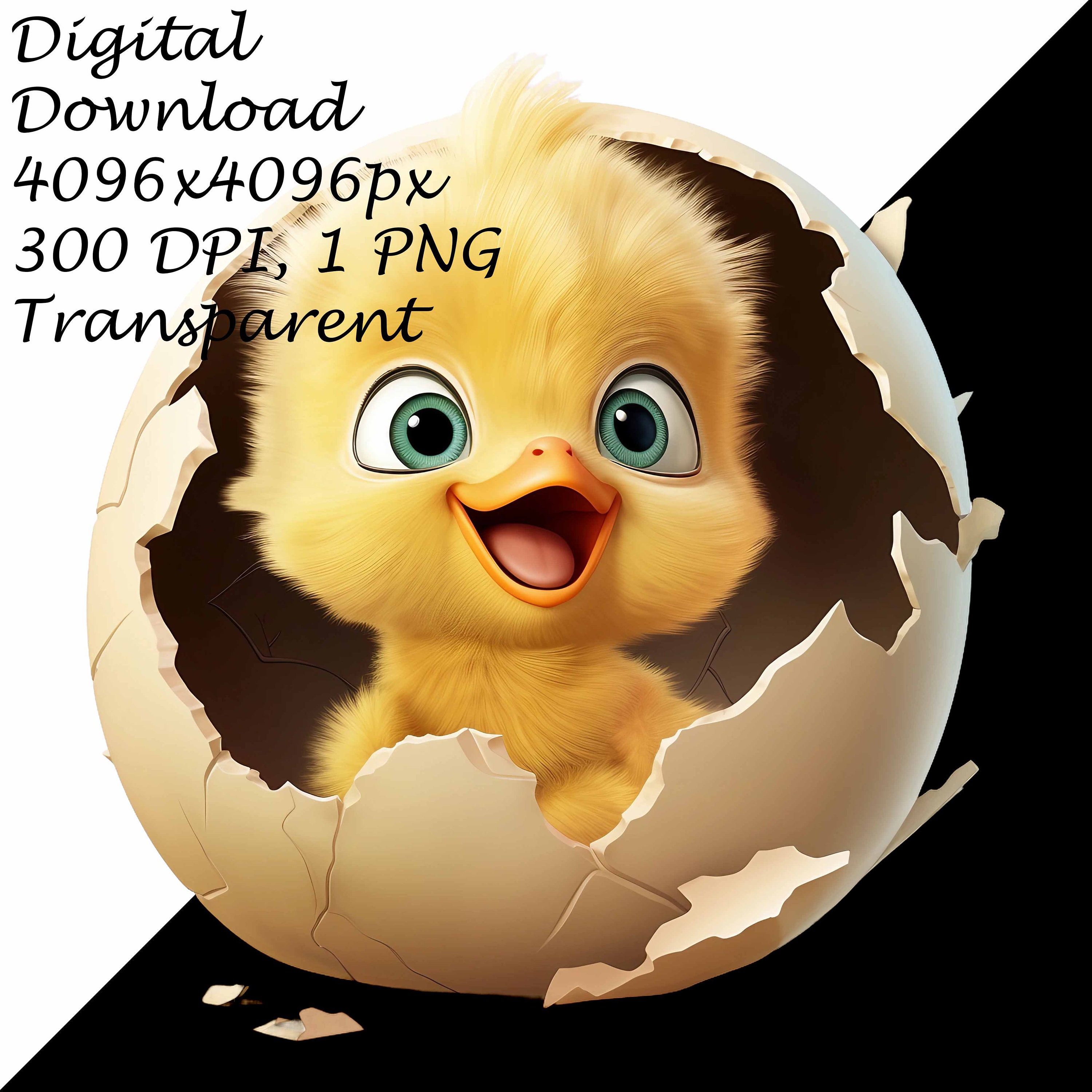 Newly Hatched Chick in Cracked Eggshell- Transparent 4 PNG Clipart ...