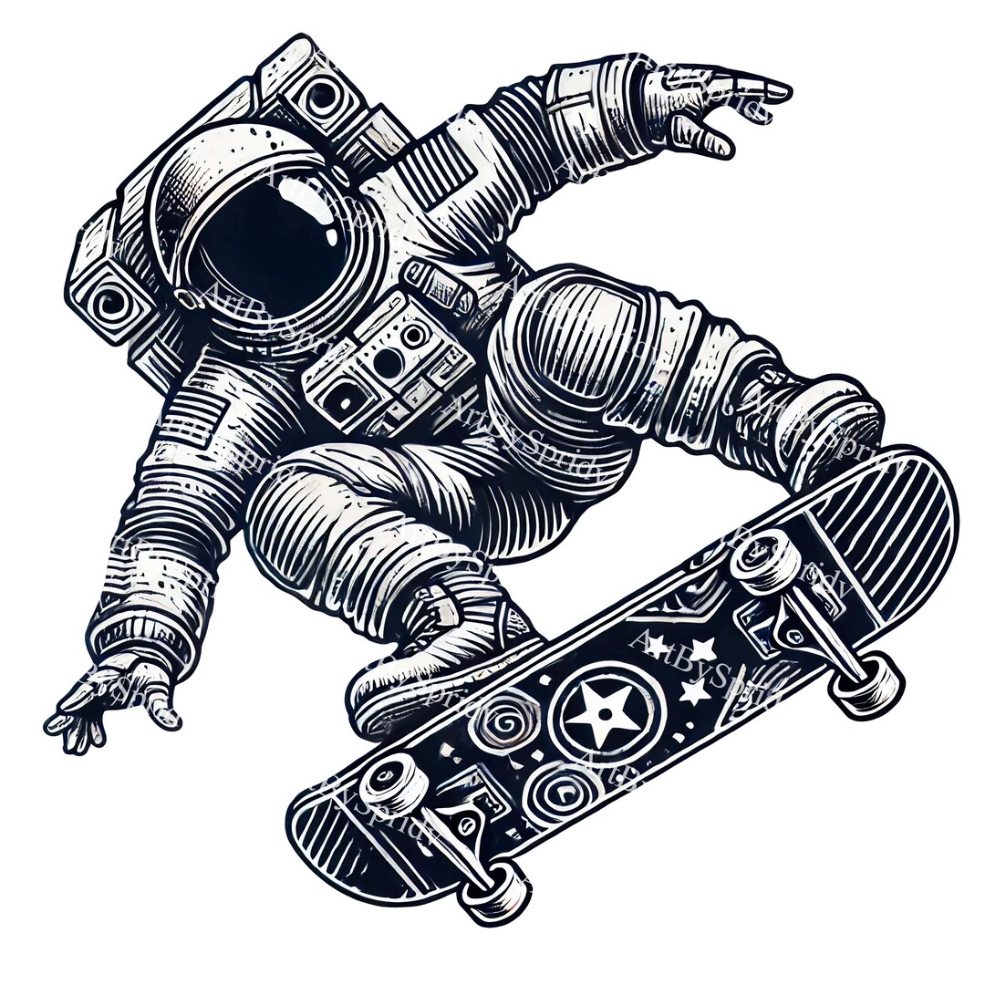Unique Astronaut Skateboarding PNG Clipart,adventure in Space Themed ...