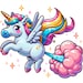 Magical Farting Unicorn Clipart With Rainbow Mane - Fantasy Digital Art ...