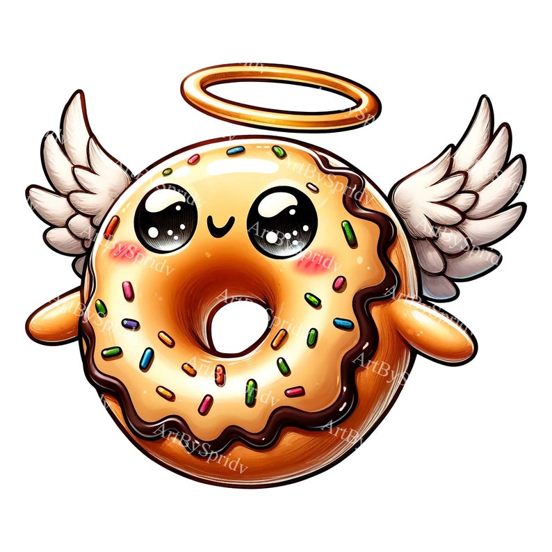 Angel Donut Clipart: Adorable Digital PNG With Wings and Halo, Perfect ...