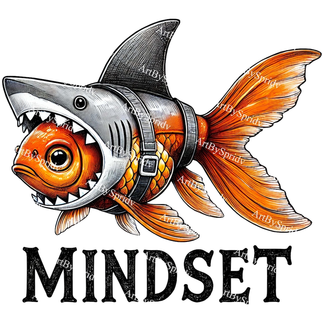 Mindset Goldfish Shark PNG Clipart - Unique Motivational Illustration ...