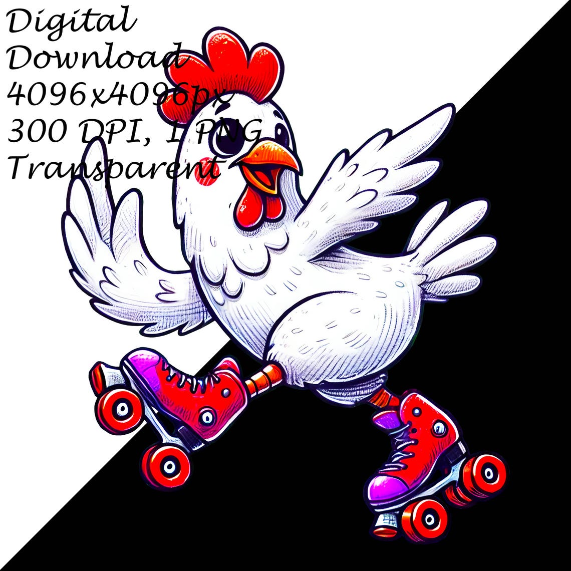 Funny Roller Skating Chicken Transparent PNG Clipart, Cute Chicken on ...