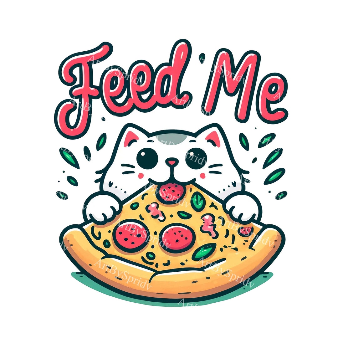 Cat Eating Pizza PNG Clipart, Cute Foodie Kawaii Kitten, Digital ...
