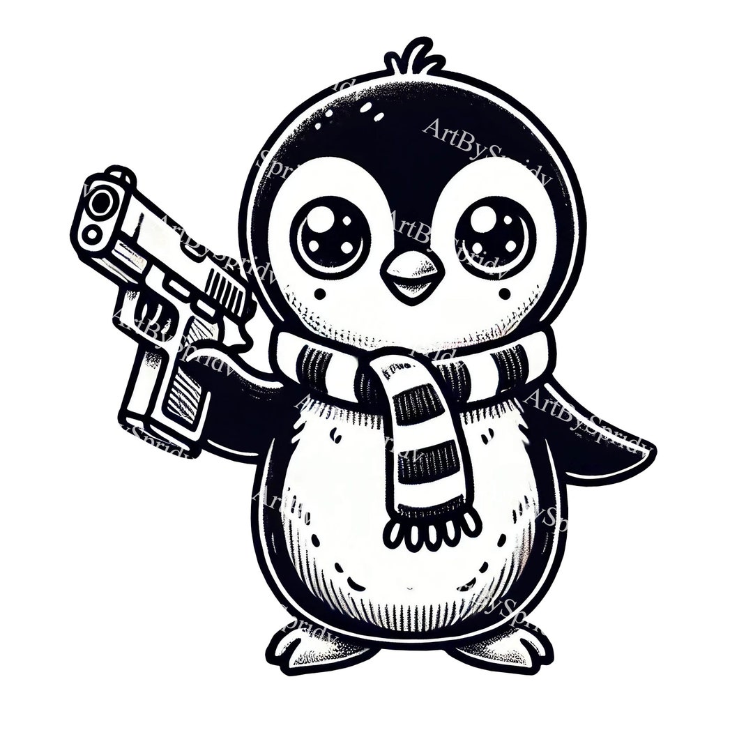 Cartoon Penguin Holding Gun Download PNG Clipart - Cute and Funny Clip ...