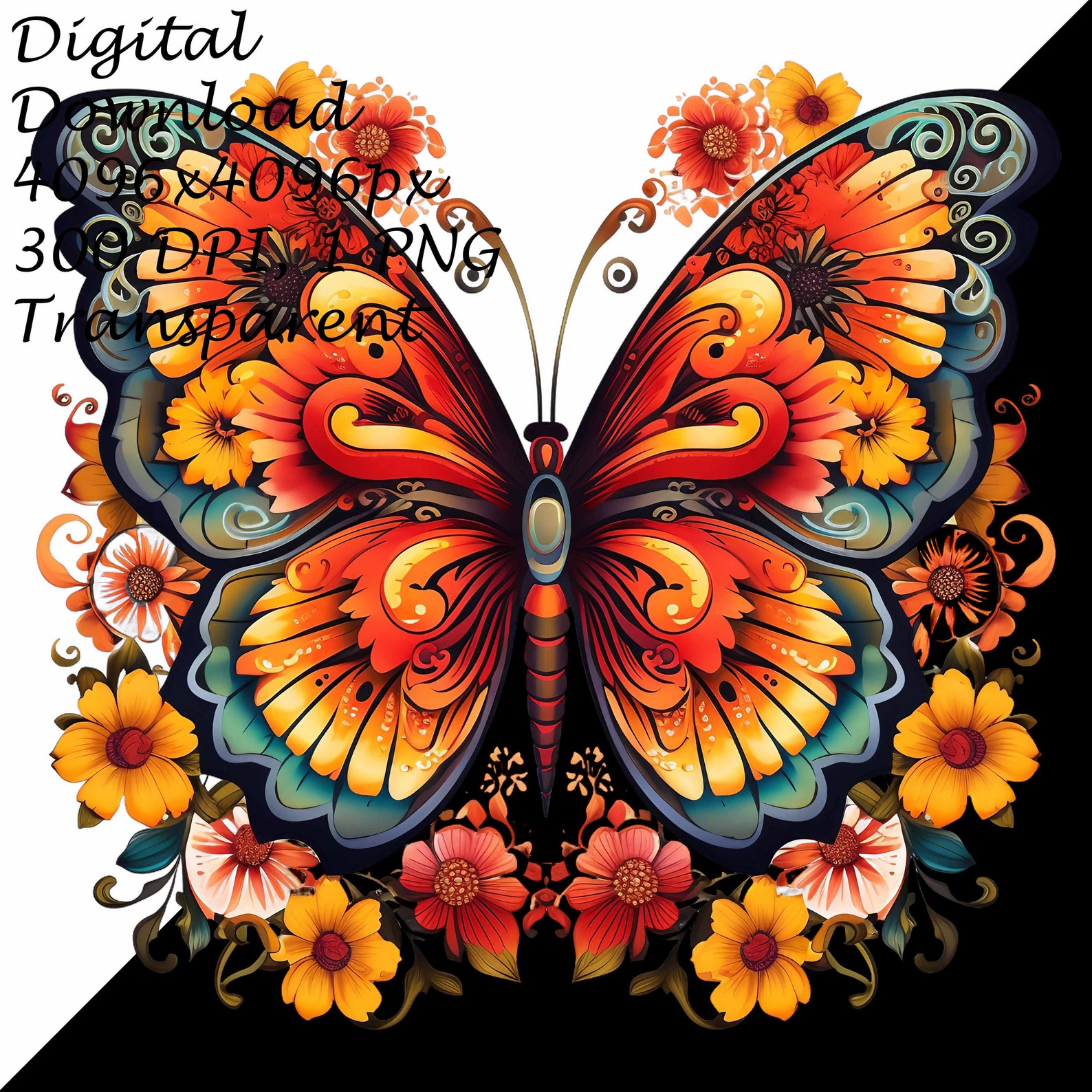 Exquisite Floral Butterfly Cliparts for DIY Crafting, Printable ...