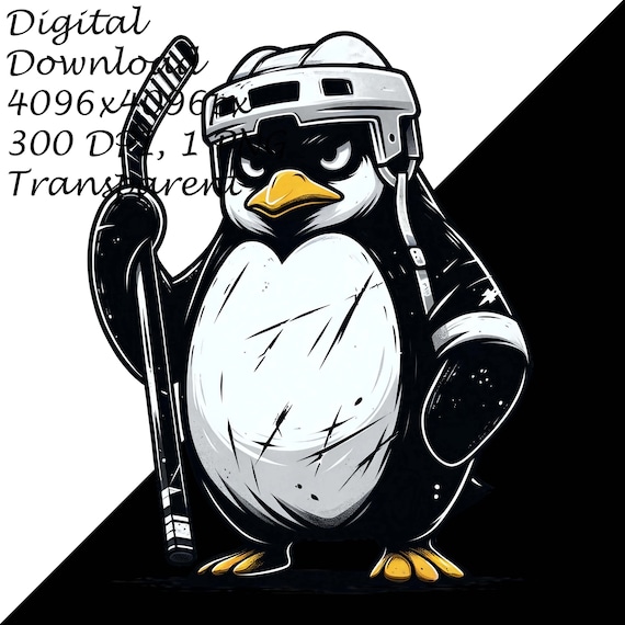 Penguin Playing Hockey Logo