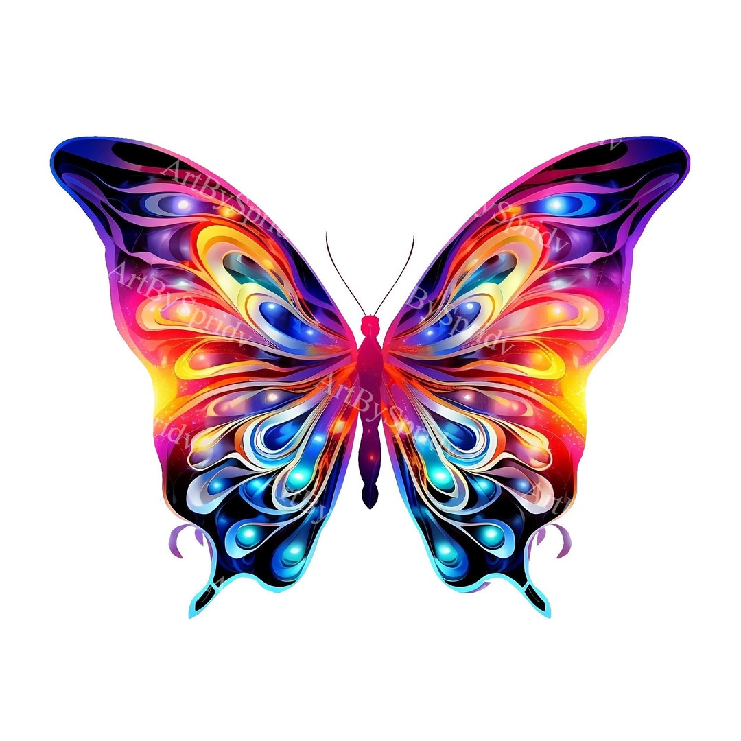 Colorful Butterfly Clipart - Vibrant Sublimation PNG, Printable Insect ...