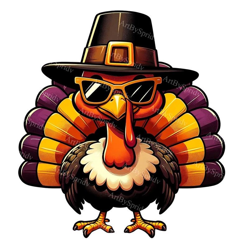 Thanksgiving Day Turkey Clipart - Cartoon Turkey With Sunglasses ...