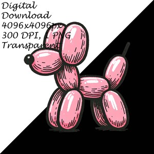 Watercolor Pink Animal Dog Balloon Clipart - Digital PNG for DTG, T ...