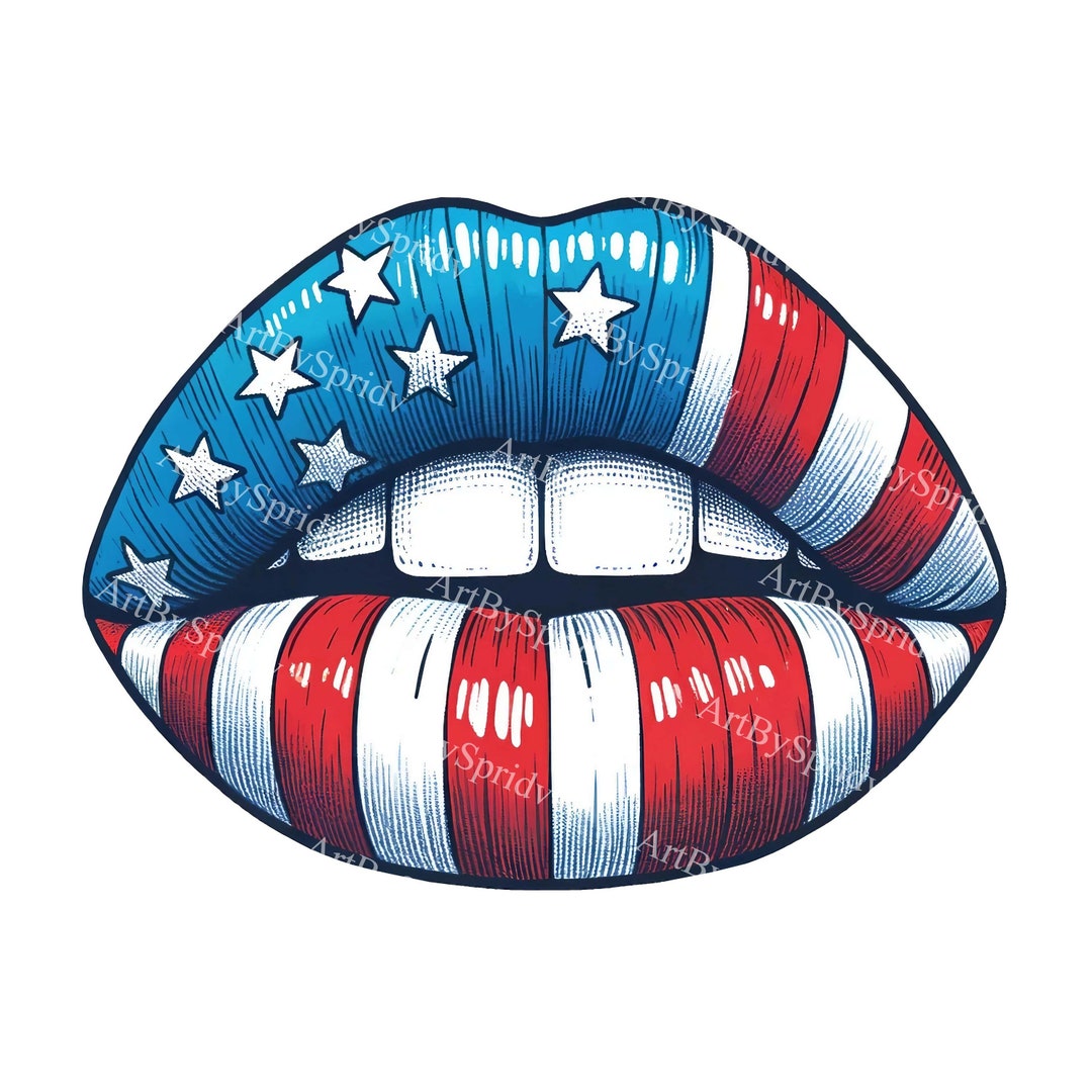 American Patriotic USA Flag Lips PNG Clipart|4th of July Independence ...
