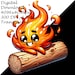 Adorable Fire and Log Clipart - Printable Sublimation PNG, Cute ...