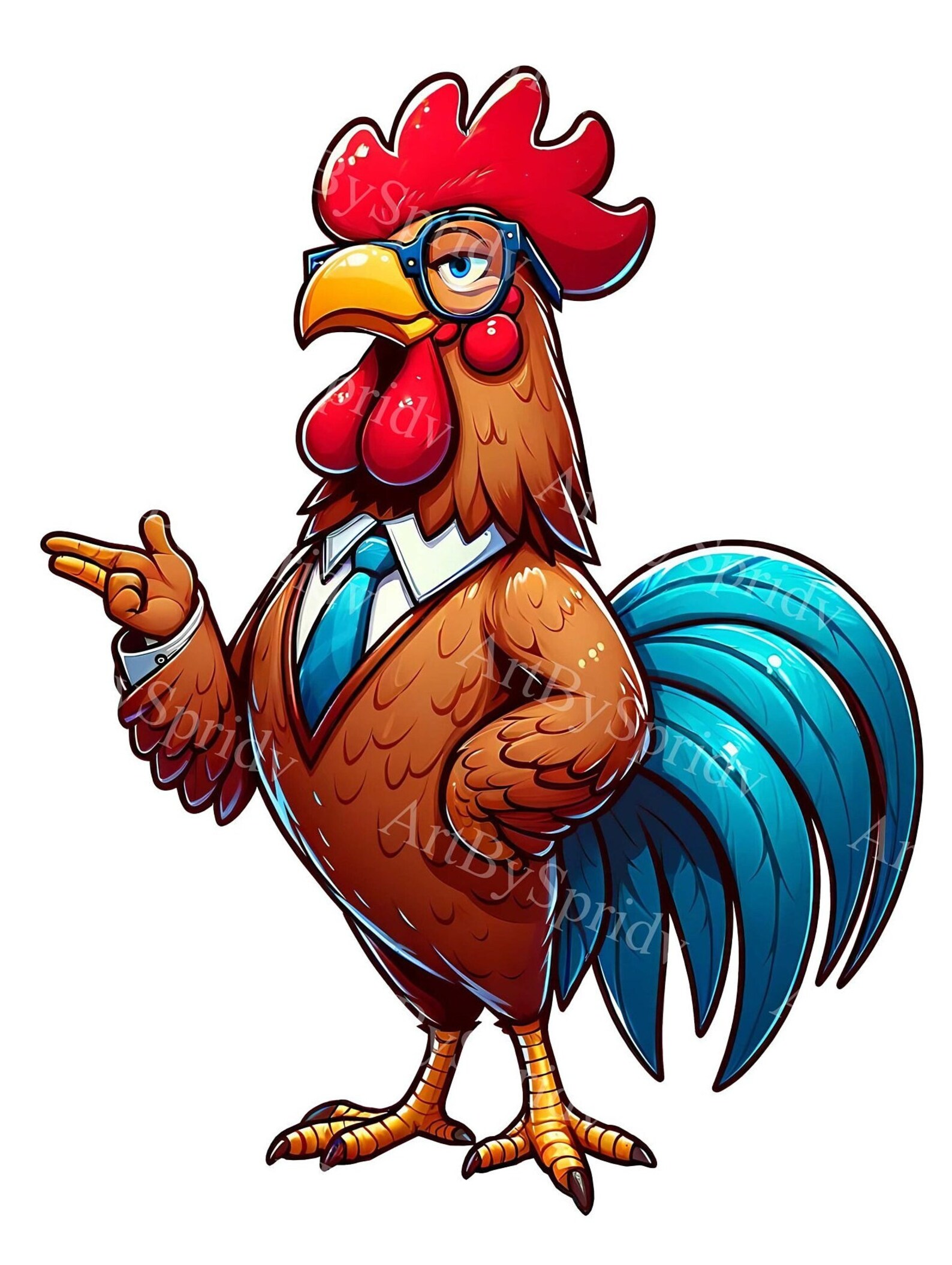 Confident Cartoon Chicken Clipart - Sassy Farm Animal PNG for DTG, T ...