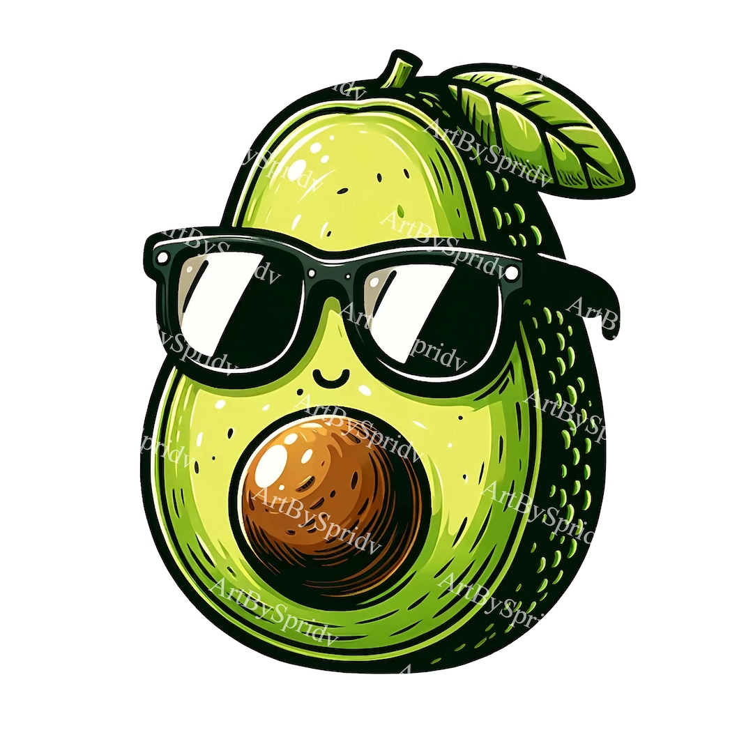 Cool Avocado With Sunglasses PNG Clipart | Fun Digital Download Hipster ...