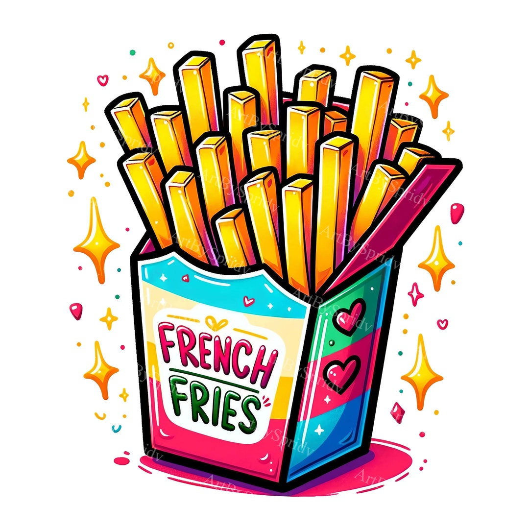 Cute French Fries Clipart | Kawaii Fast Food Illustration PNG ...