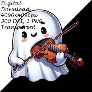 Cute Ghost Violinist Digital PNG Clipart - Perfect for Halloween ...