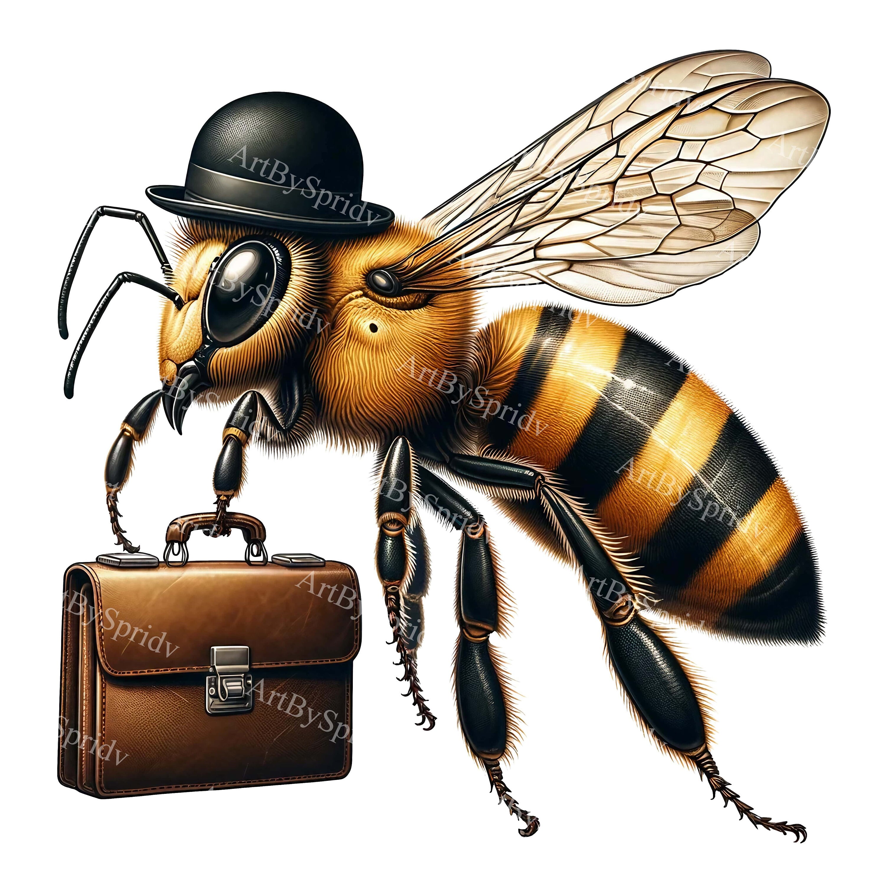 Vintage-inspired Bee Clipart: Transparent PNG for DIY Crafting ...