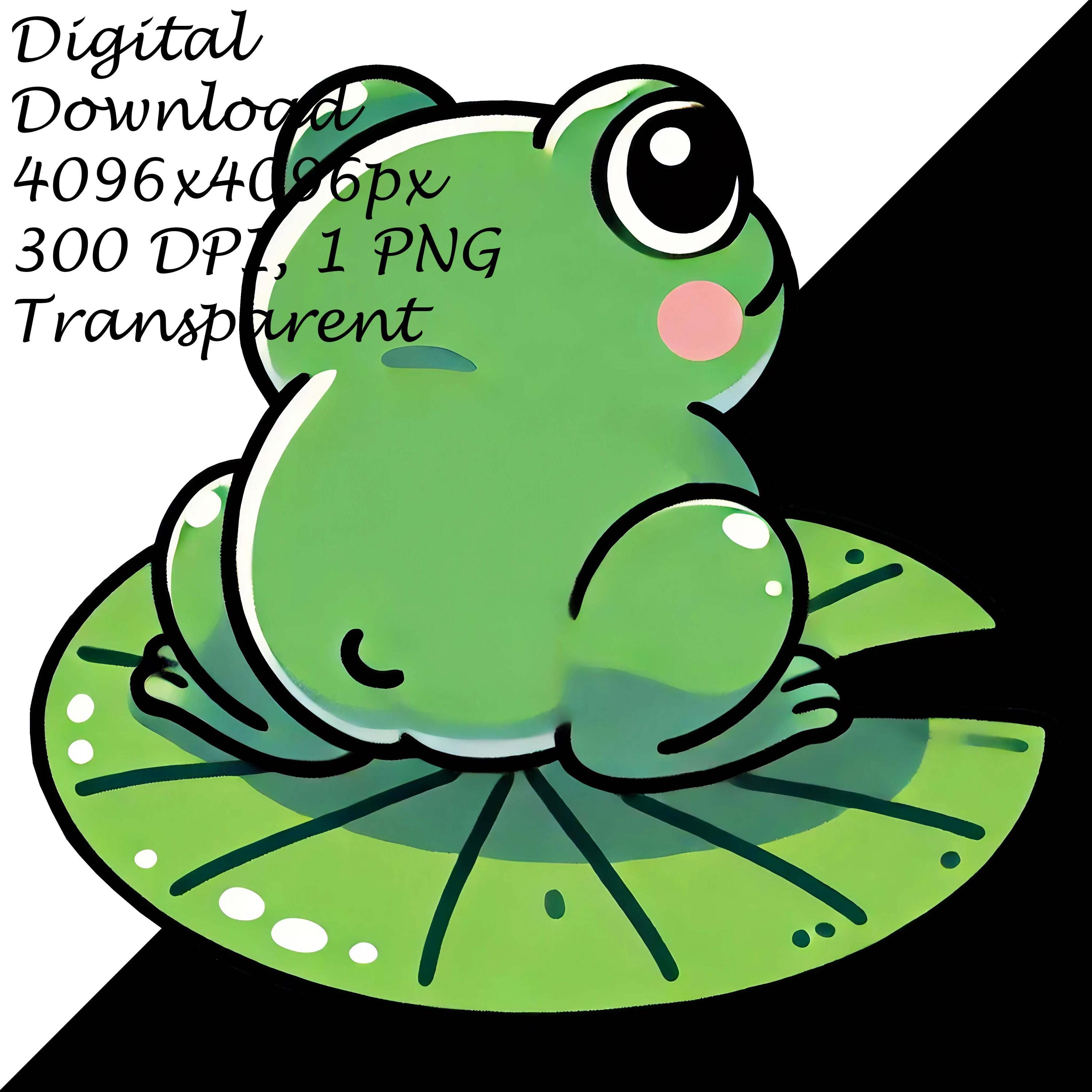 Frog Sitting on Lily Pad PNG Clipart, Cute Amphibian for T-shirt ...