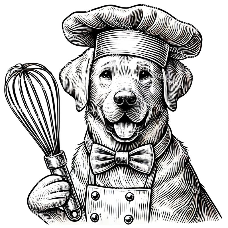 Golden Retriever Chef Art - Etsy