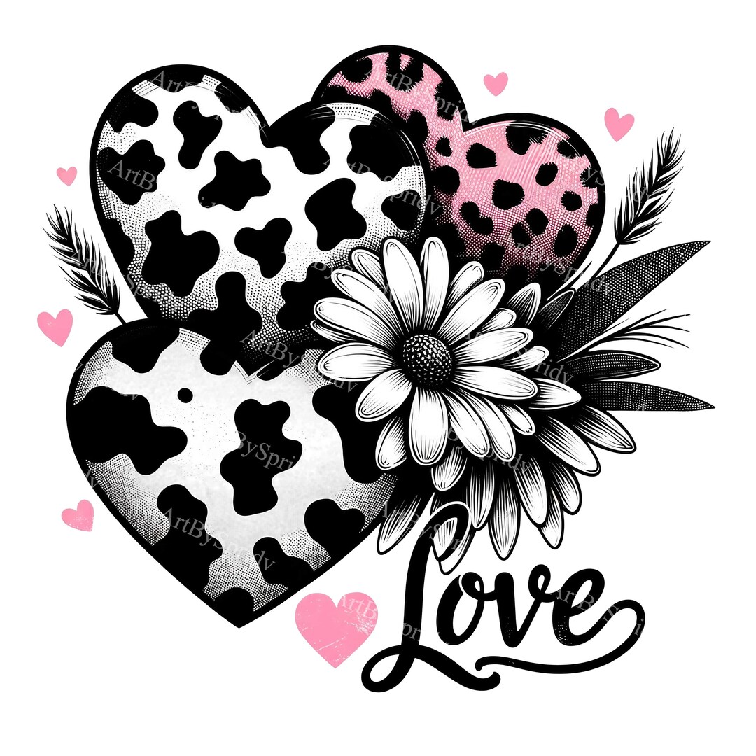 Leopard Hearts Love Clipart - Valentine's Day Digital PNG for DTG, Mugs ...