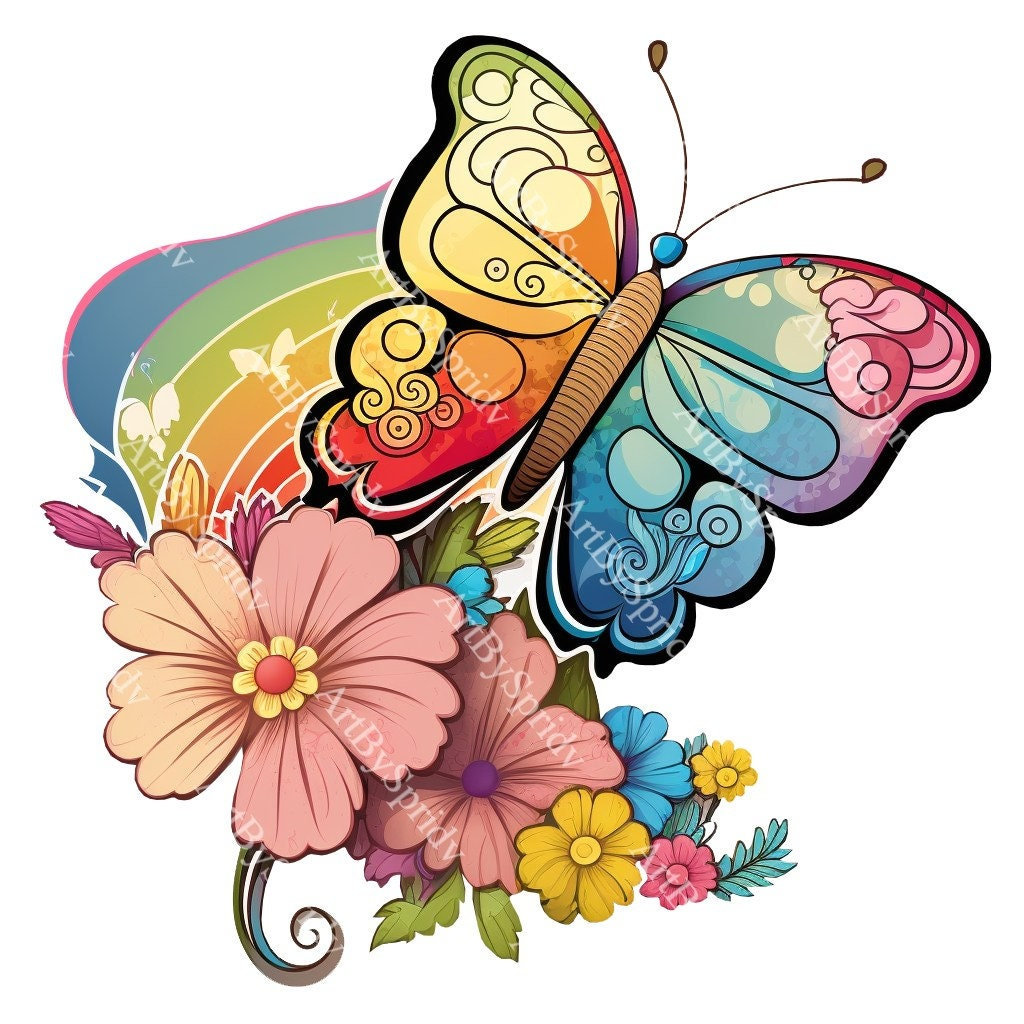 Clipart Flowers And Butterflies