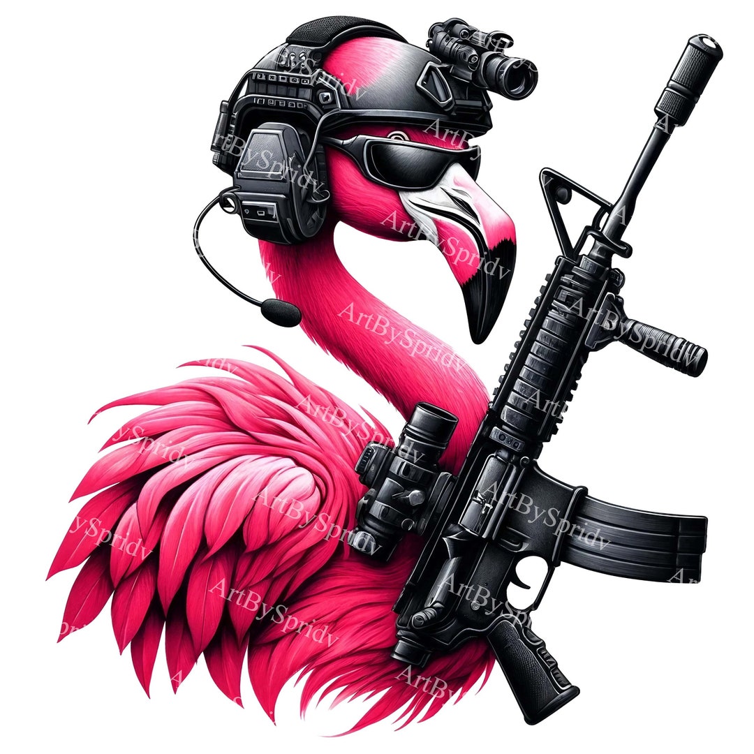 Commando Flamingo Clipart | Tactical Bird PNG | Military Gear ...