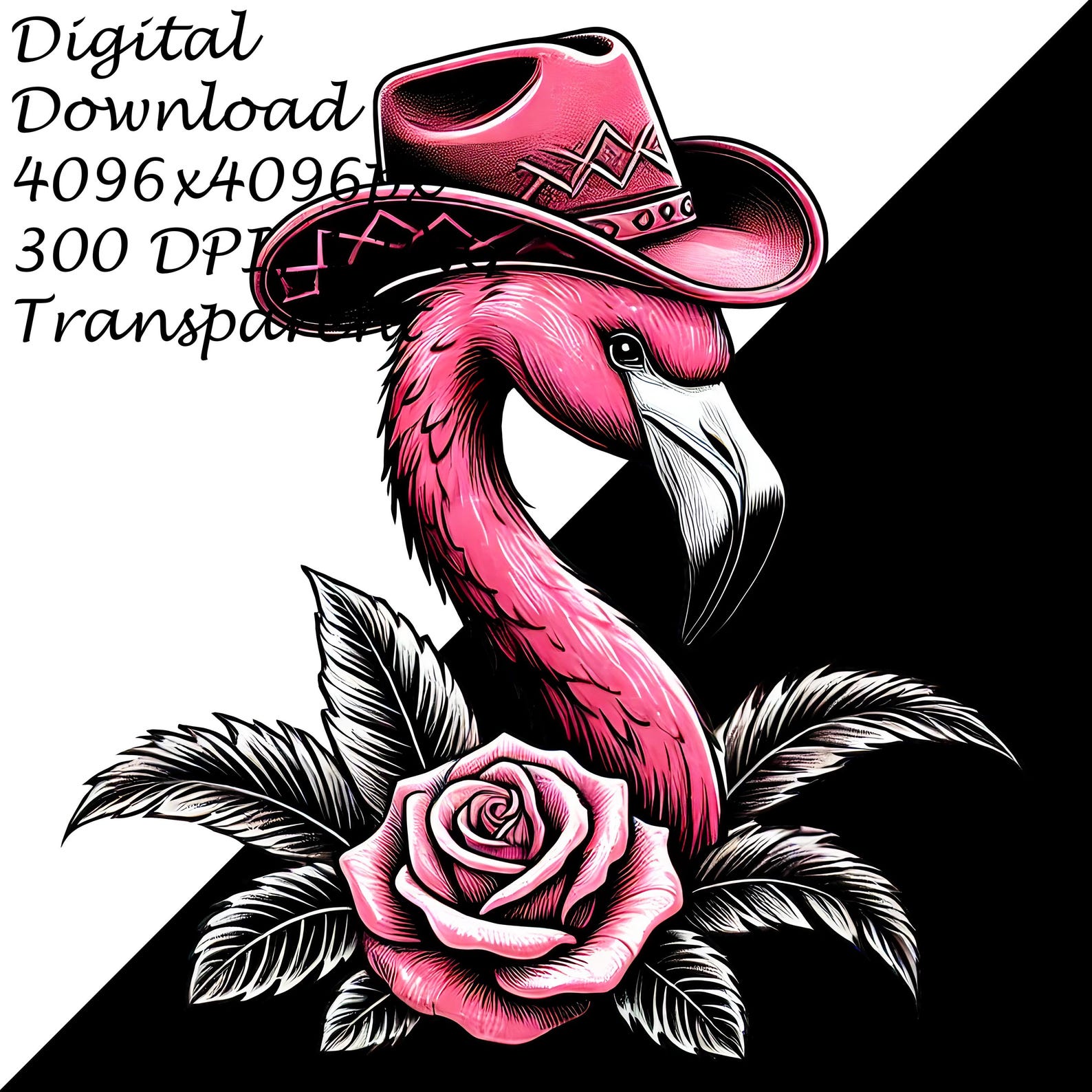 Cowboy Flamingo PNG, Western Tropical Bird Art, Pink Flamingo With Hat ...