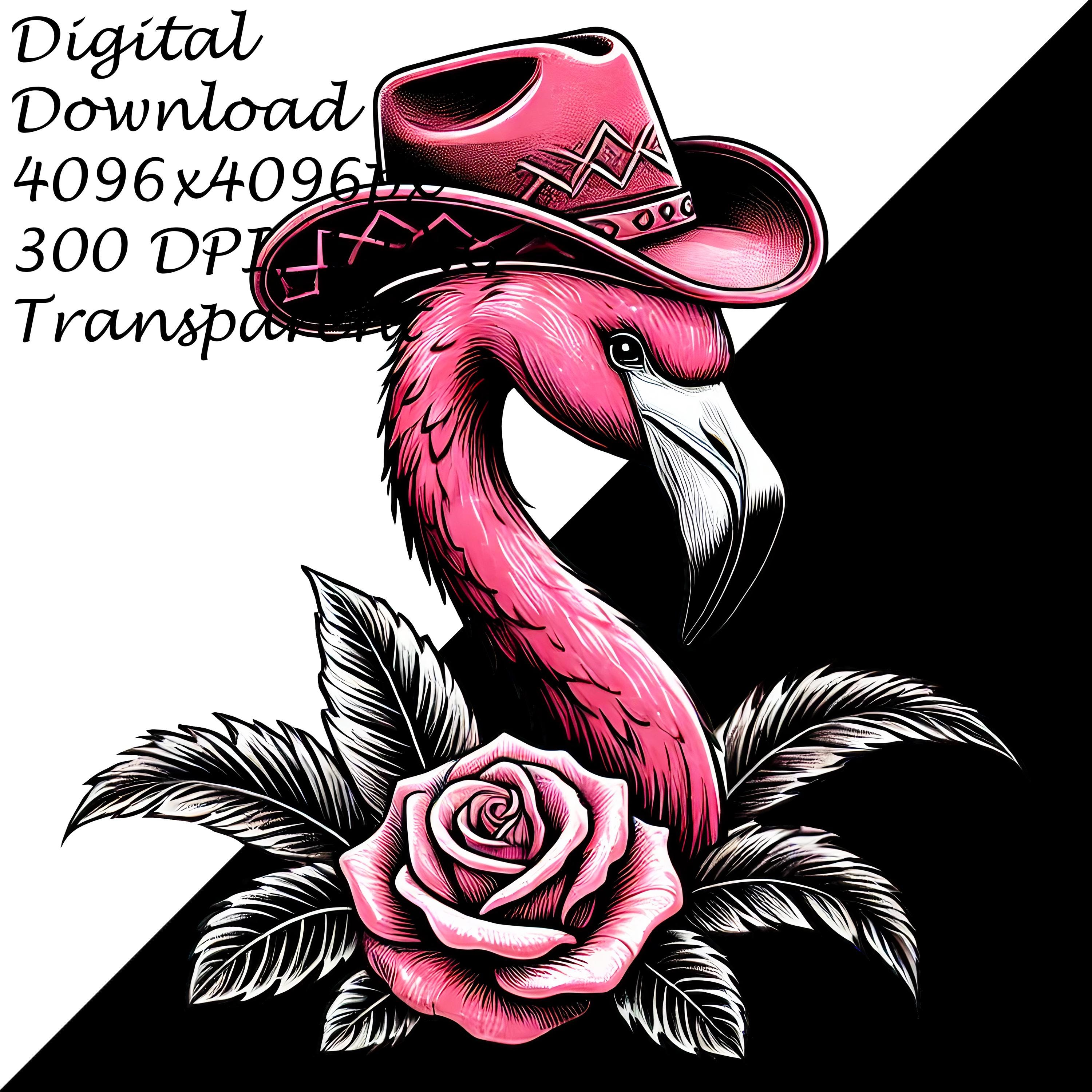 Cowboy Flamingo PNG, Western Tropical Bird Art, Pink Flamingo With Hat ...