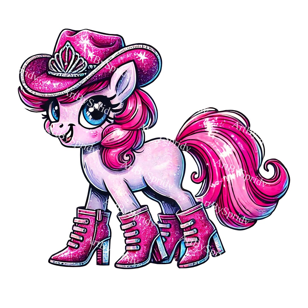 Sparkly Glam Pony PNG Clipart, Pink Cowboy Pony in High Heels, Fun ...