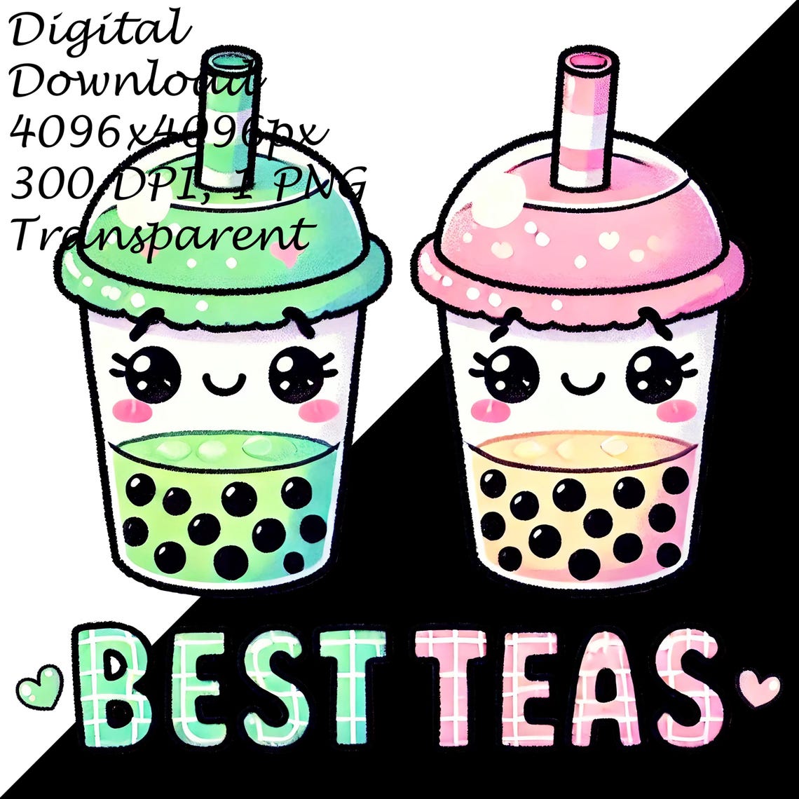 Best Teas Bubble Tea PNG Clipart-adorable Kawaii Boba Cups With Smiling ...
