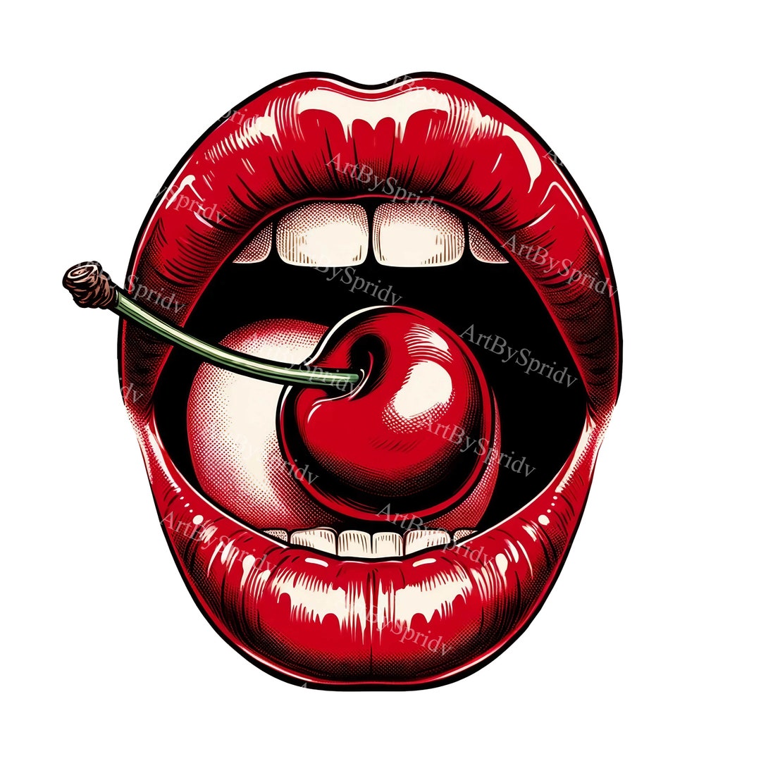 Playful Cherry Lips PNG Clipart - Digital Transparent Design for DTG on ...