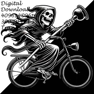 Grim Reaper Skeleton Riding Bicycle With Plunger PNG Clipart, Spooky ...
