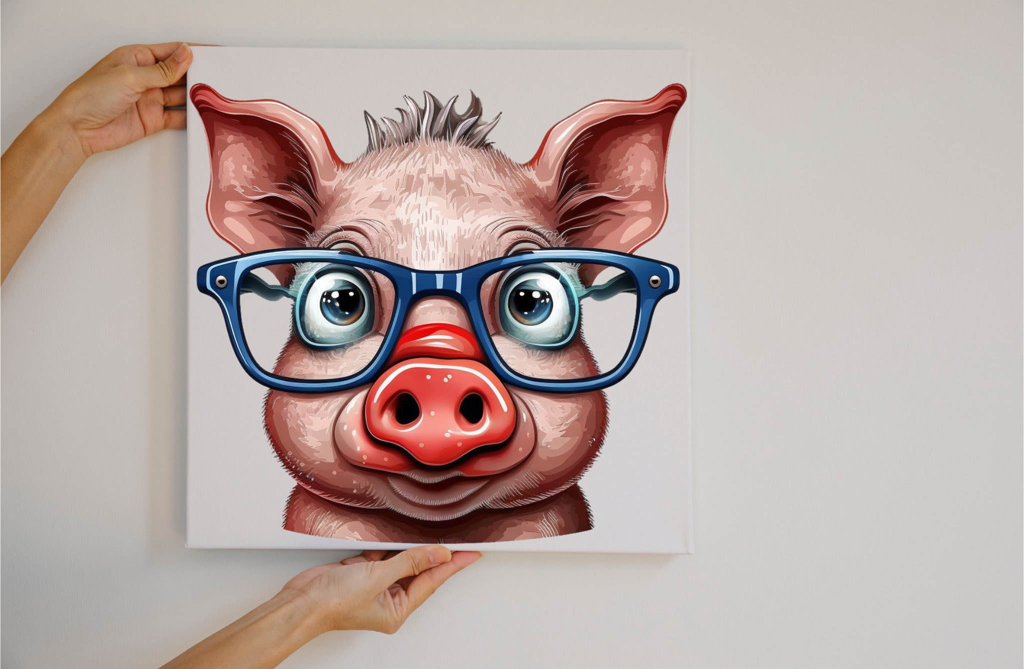 Transparent PNG Cartoon Style Pig With Glasses Kids Print on Demand ...