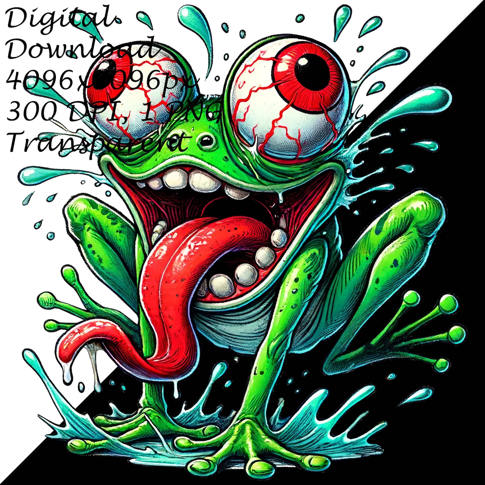 Funny Frog PNG Clipart With Bulging Eyes & Big Tongue Fun, Quirky Frog ...