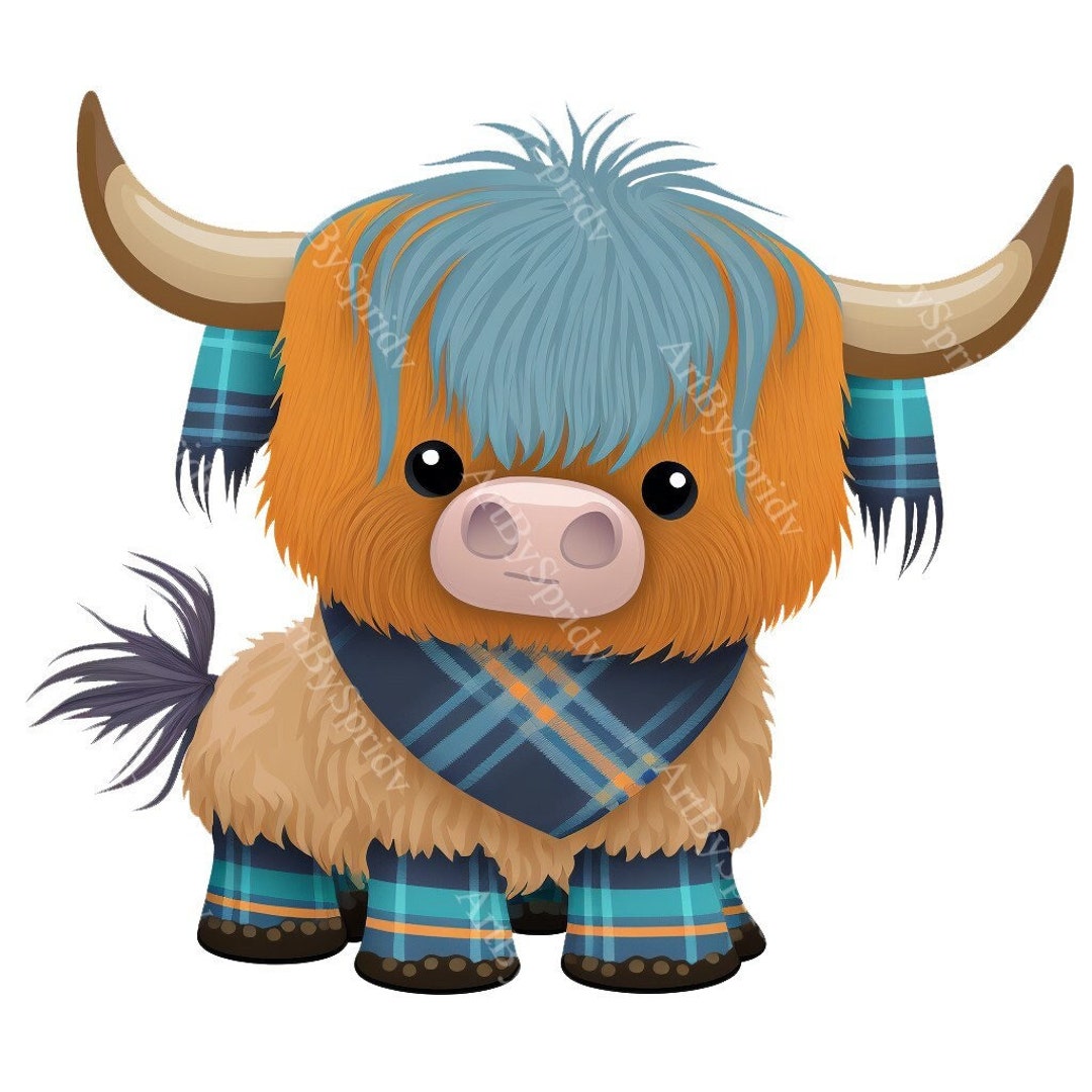 Funny Highland Cow Print Clip Art Png File Digital Instant Download ...