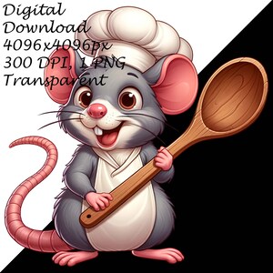 Chef Mouse Clipart, Cute Cartoon Rodent Cooking Illustration, Adorable ...