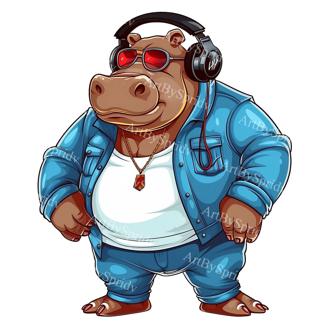 Cool Hip Hop Hippo PNG Clipart, Urban Streetwear Animal Clip Art ...